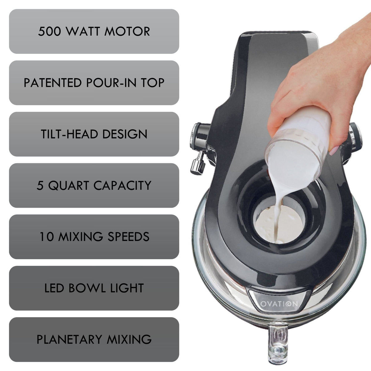 Kenmore Elite Ovation Stand Mixer | Pour-In Top | 5 Quart | Gray