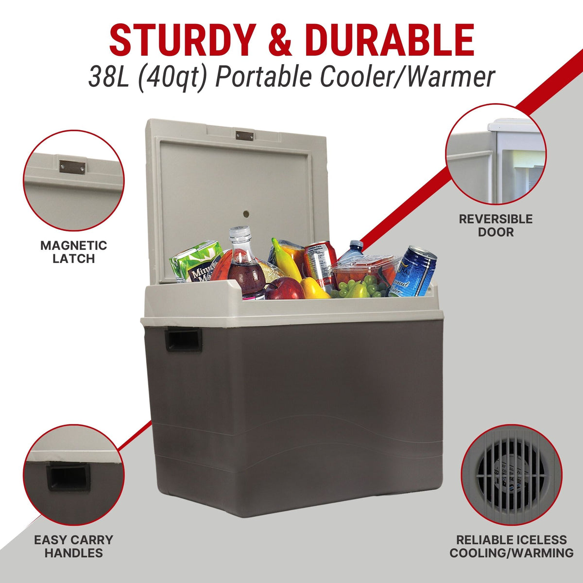 Koolatron 12V Electric Cooler/Warmer | Plug-In Car Fridge | 38L/40QT