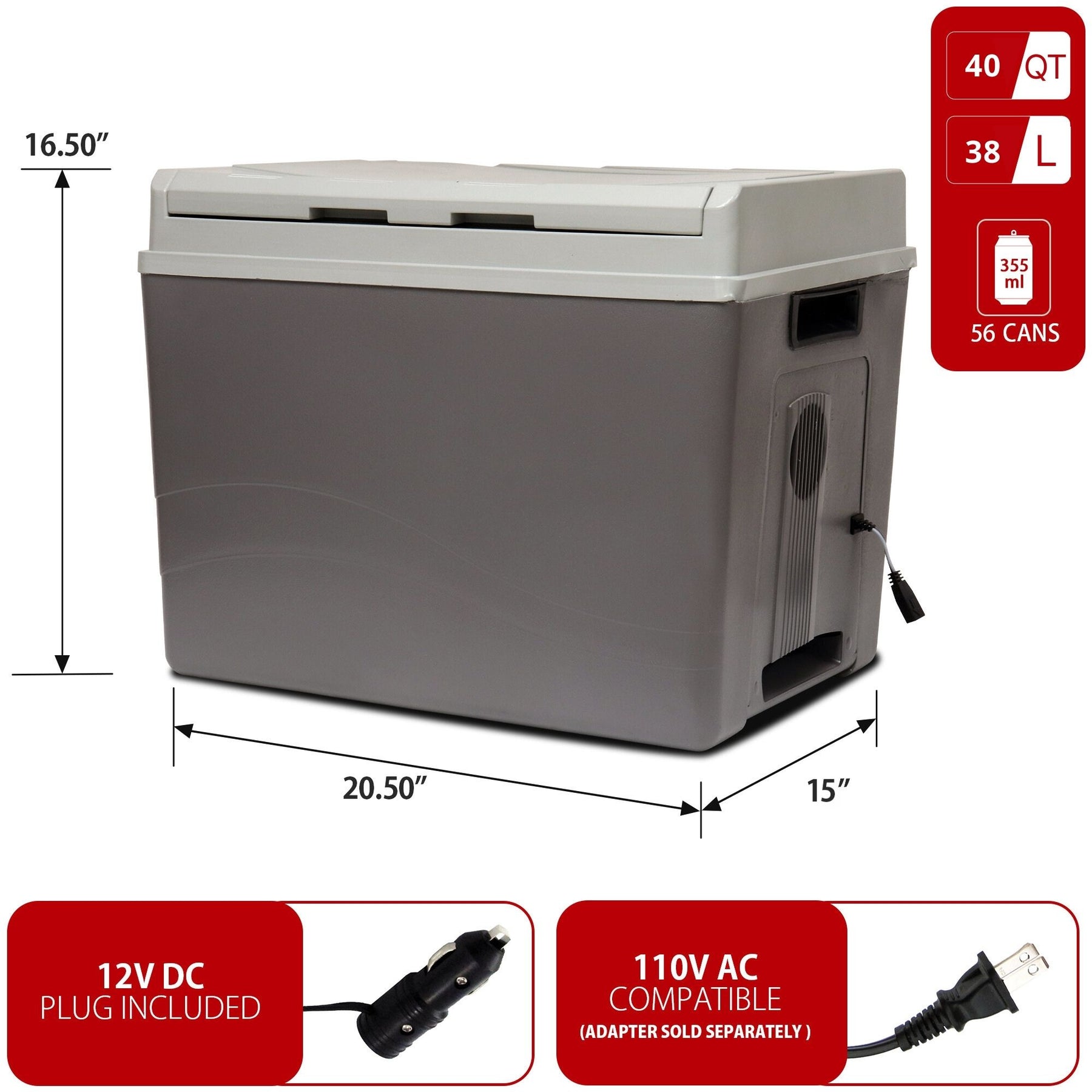 Koolatron 12V Electric Cooler/Warmer | Plug-In Car Fridge | 38L/40QT