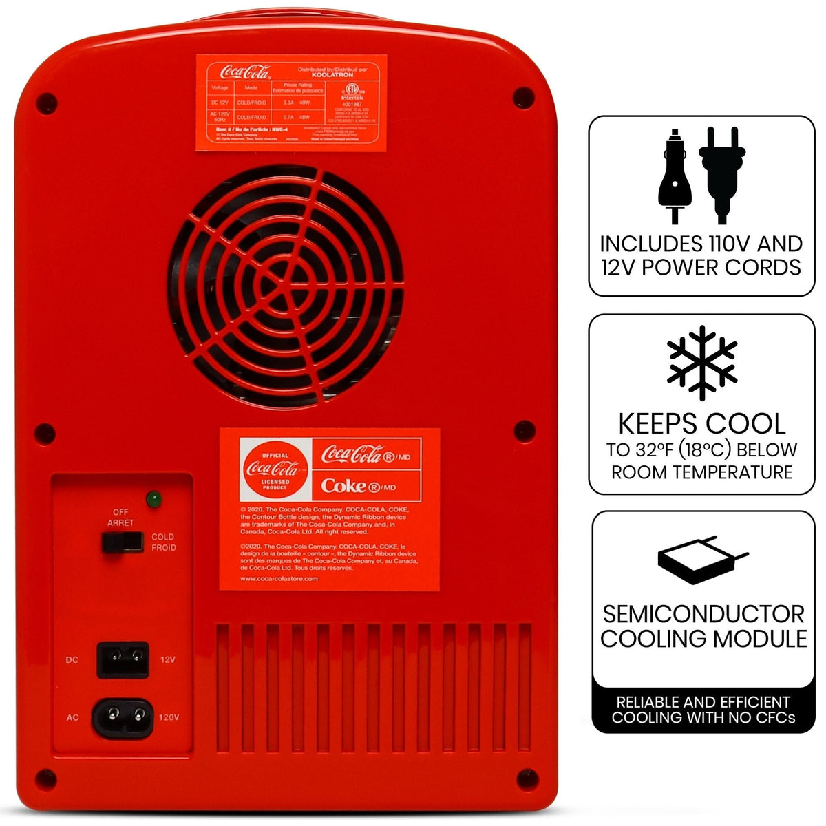 Coca Cola Classic Coke Bottle Mini Fridge | Red | 4L