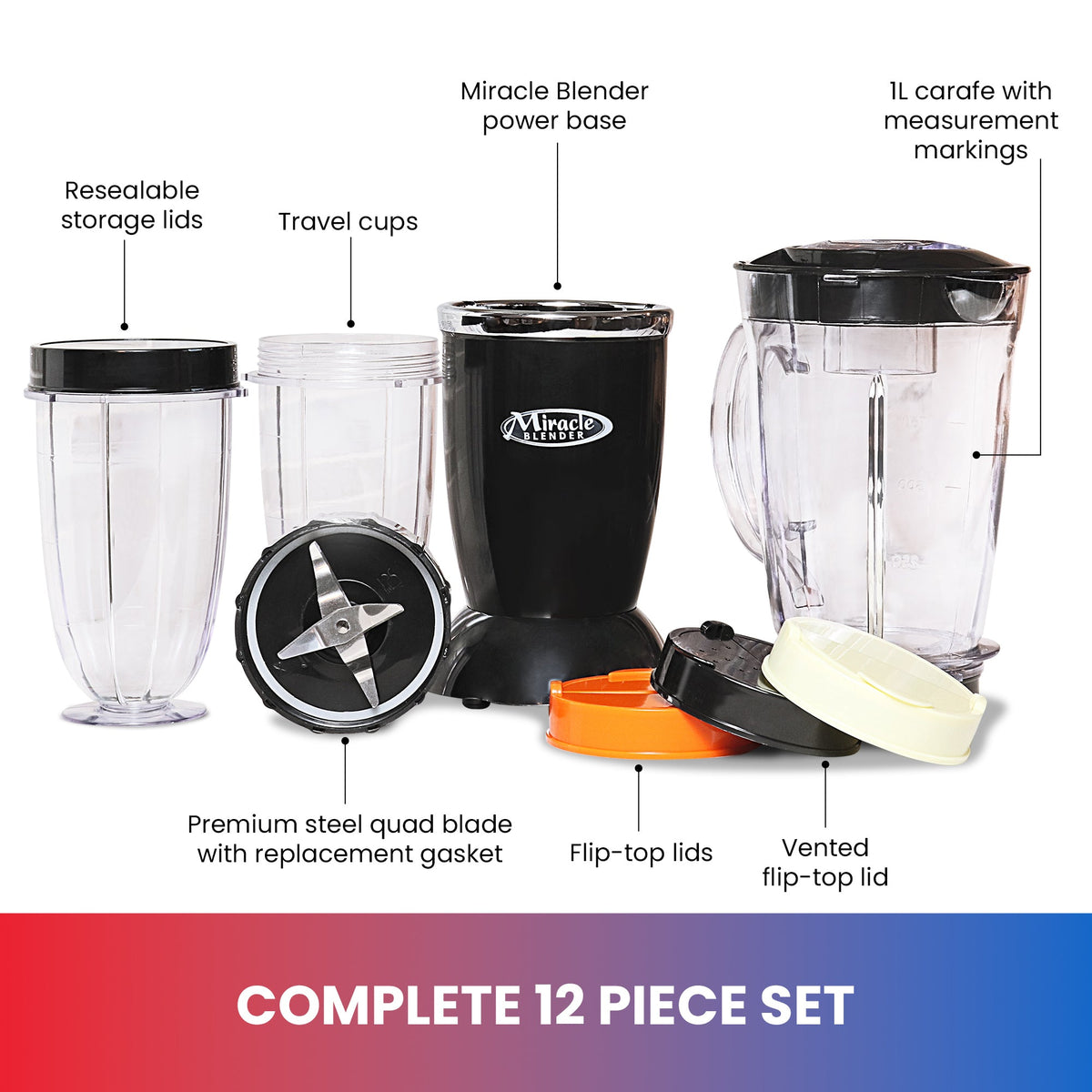 Total Chef Miracle Blender, Bullet Blender Style, 12 pc Set
