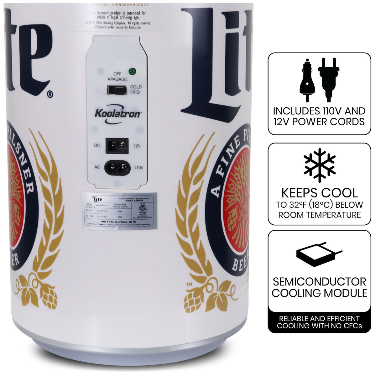 Miller Portable Mini Fridge | 8 Can | Beer Can Shaped