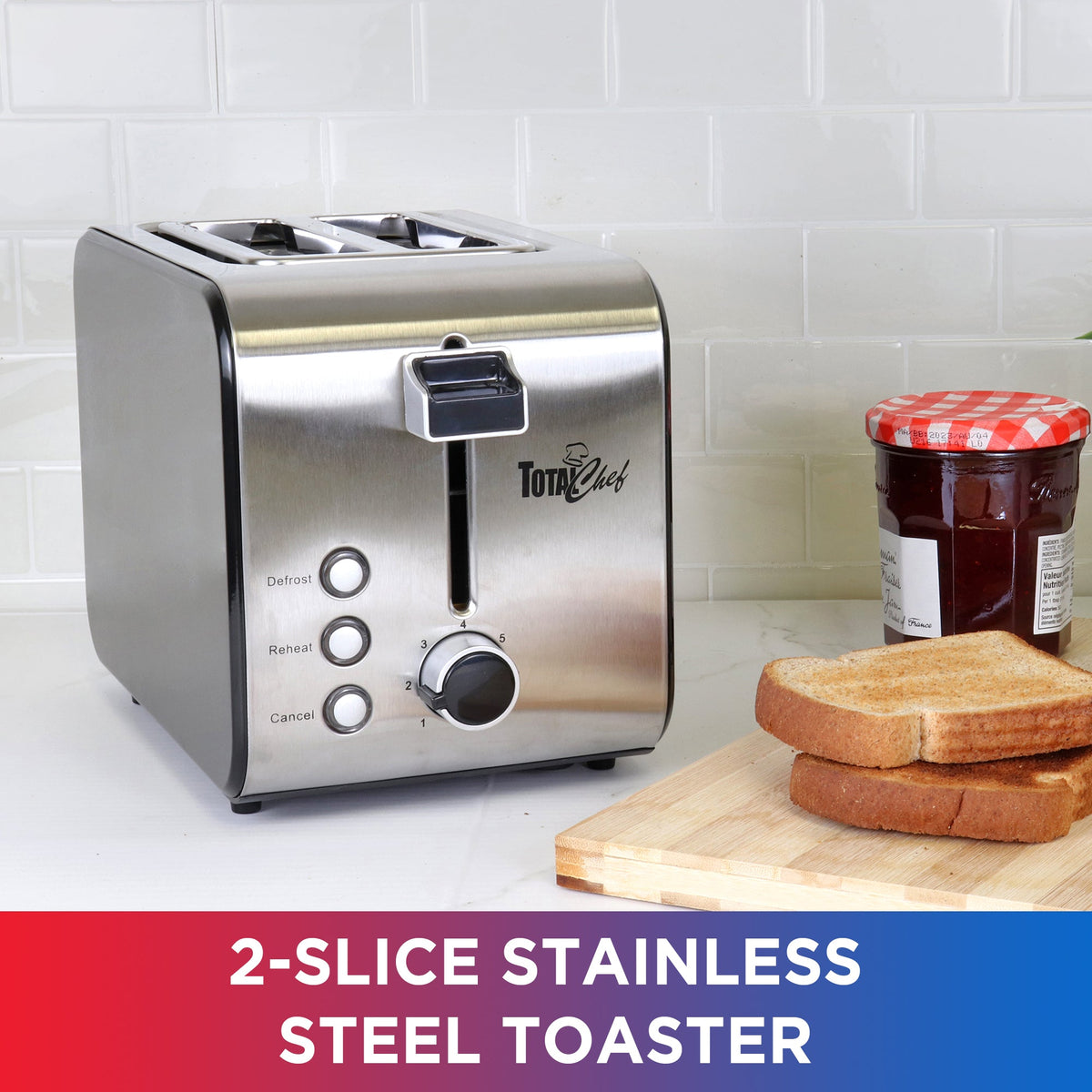 Total Chef 2-Slice Stainless Steel Toaster